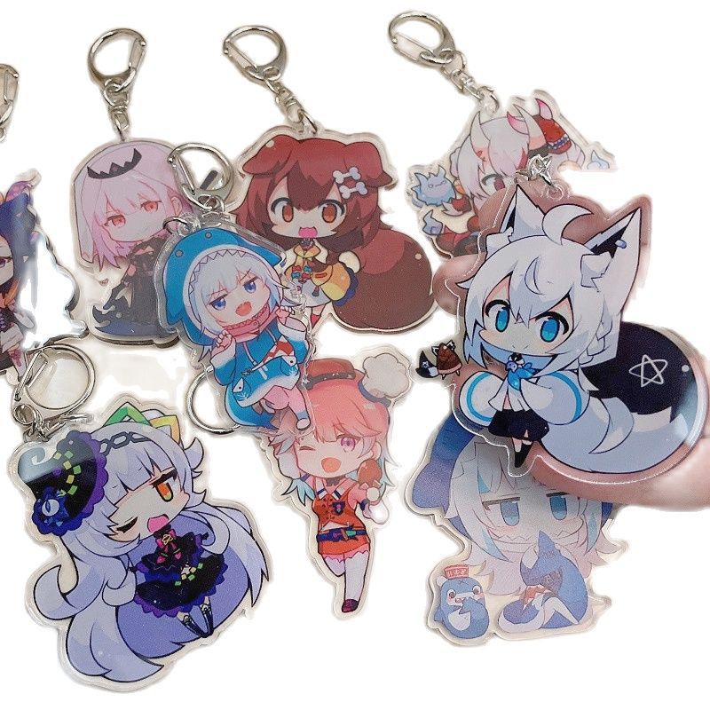 Anime Hololive Vtuber Keychains Anime Figure Pendant Gawr Gura Mori ...