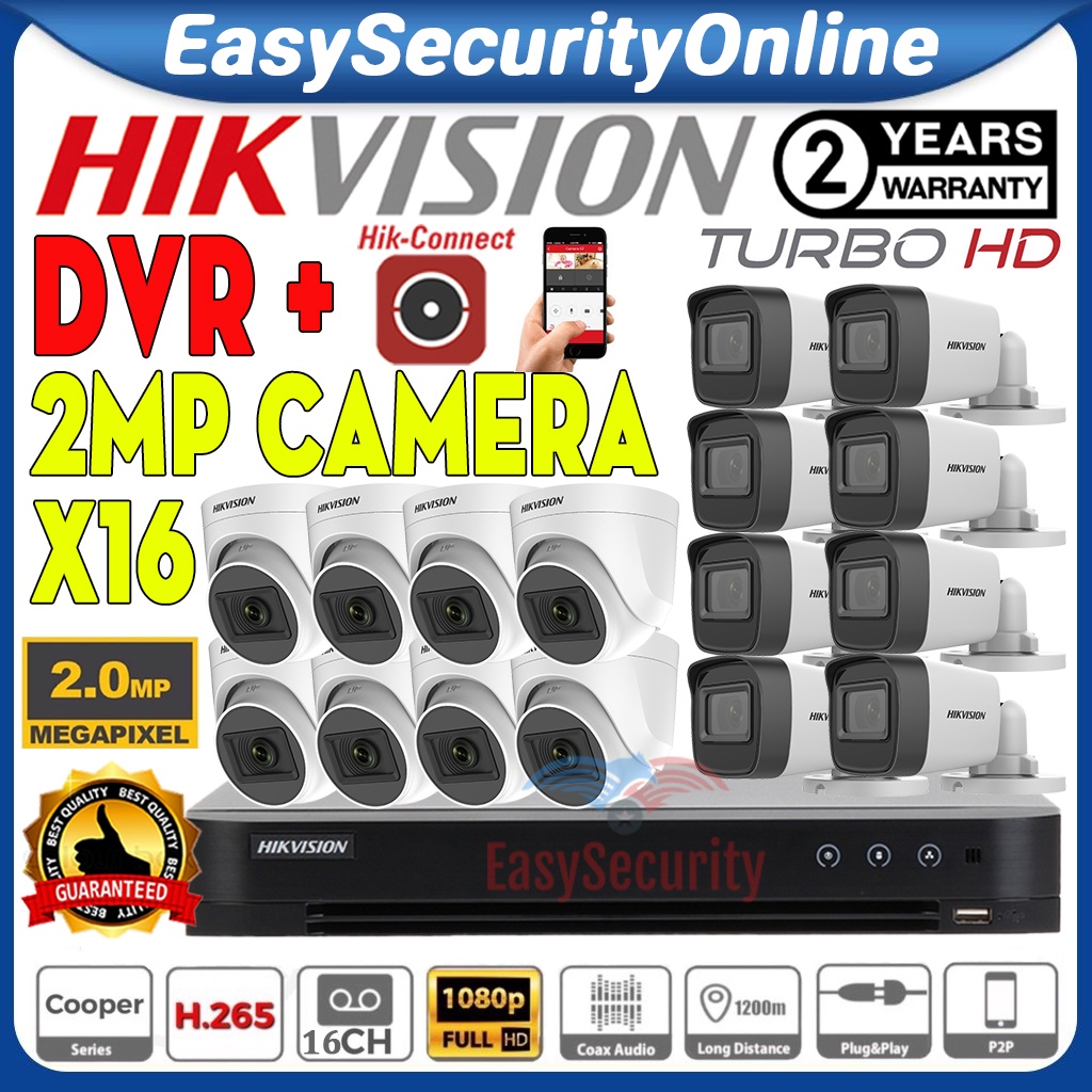 HIKVISION 16-CHANNEL 2MP HIK CCTV Full HD 1080P 2.0MP DVR+Camera ...
