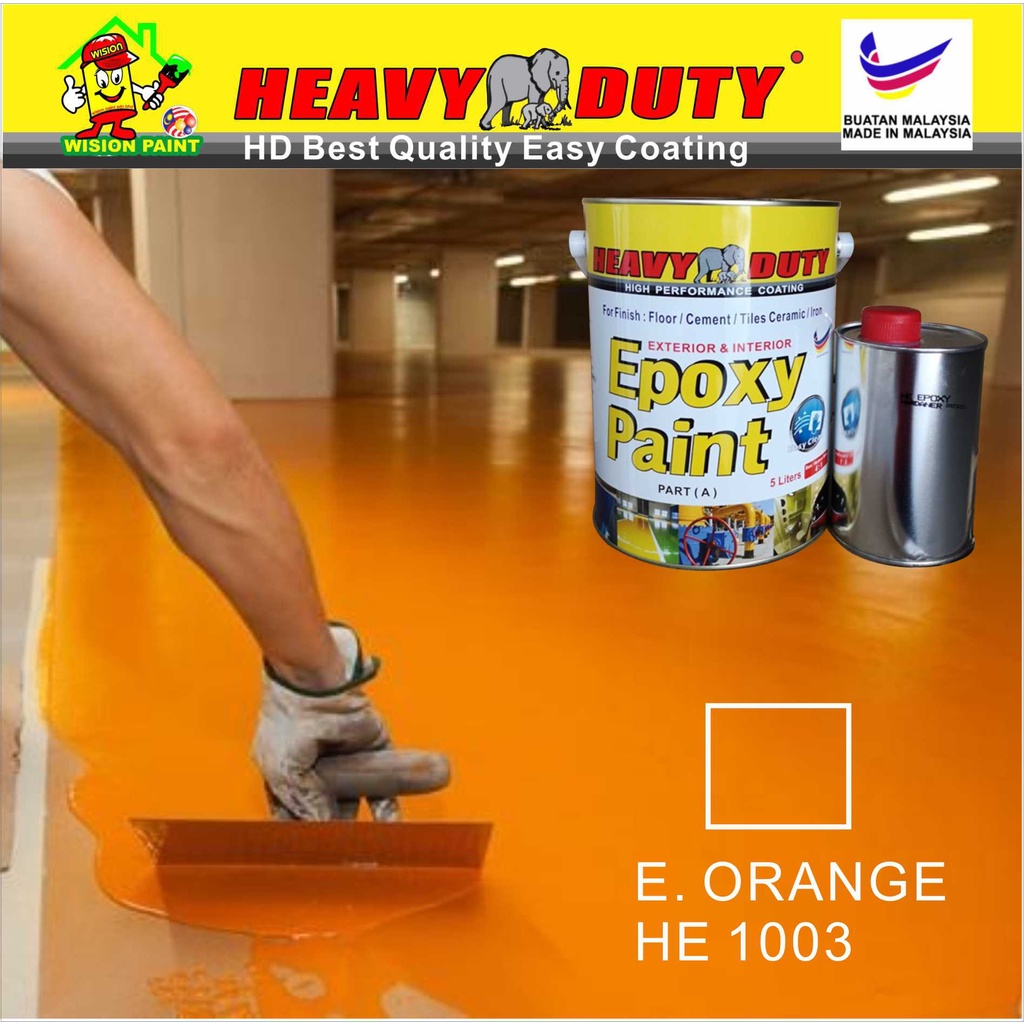 5L HEAVY DUTY EPOXY WATERPROOF FLOOR PAINT ( 5L ) [ Include Hardener ] CAT LANTAI COATING ...