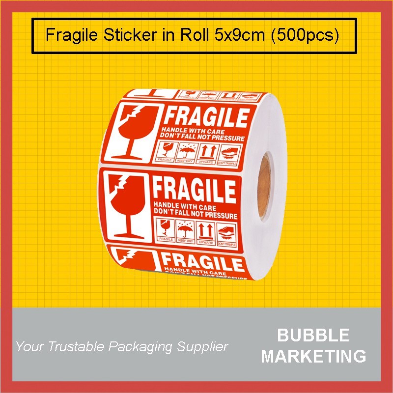 masterborong 500pcs Fragile Sticker 5cm x 9cm for Courier Online Bag ...