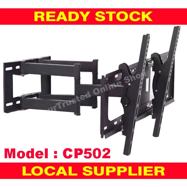 CP-502 40"~80" DOUBLE ARM TV WALL MOUNT ADJUSTABLE BRACKET | Shopee ...