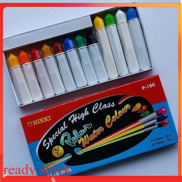 Nikki Water Colour 12 Colours (5cc/6cc) P-120 P-180 / NIKKI WATERCOLOUR ...