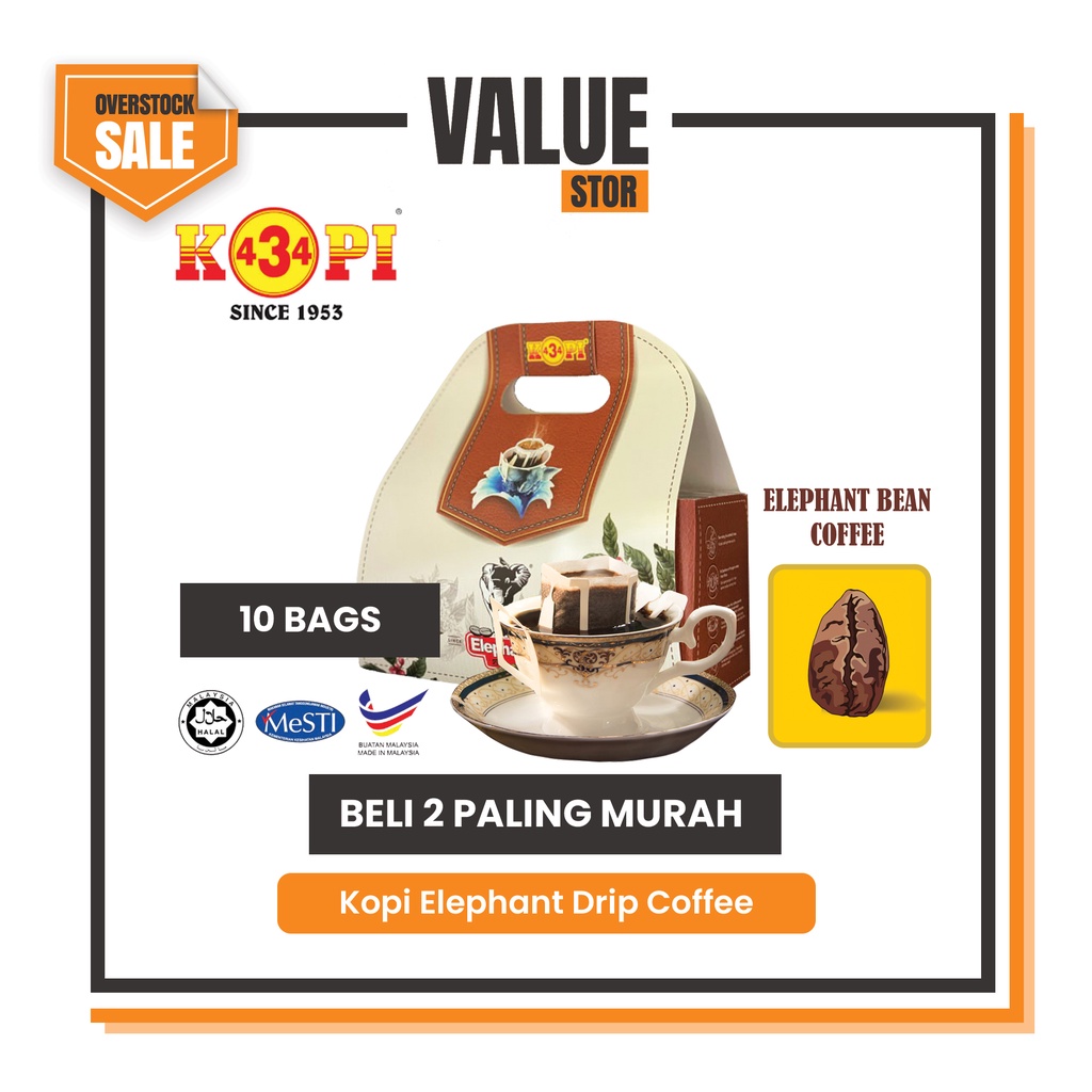 Kopi 434 Muar Elephant Bean Drip Coffee (10 Bags x 9g) | Shopee Malaysia