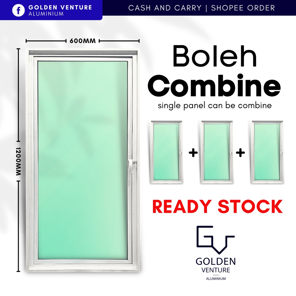 GV Aluminium Window Casement Window 2' Width x 4' Height Natural ...