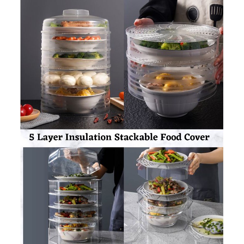 5 Layer Stackable Food Cover Tudung Saji Viral Insulation Food Cover ...