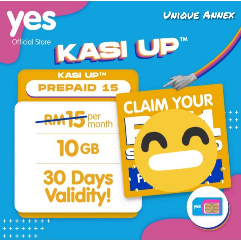SimKad YES Kasi Up Prepaid (10GB data internet, 30 hari) , YES Sim Card ...