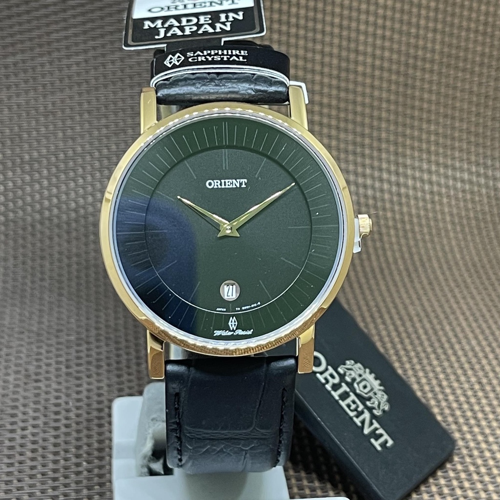 Orient SGW0100BB0 Quartz Leather Strap Black Dial Analog Date Men's ...