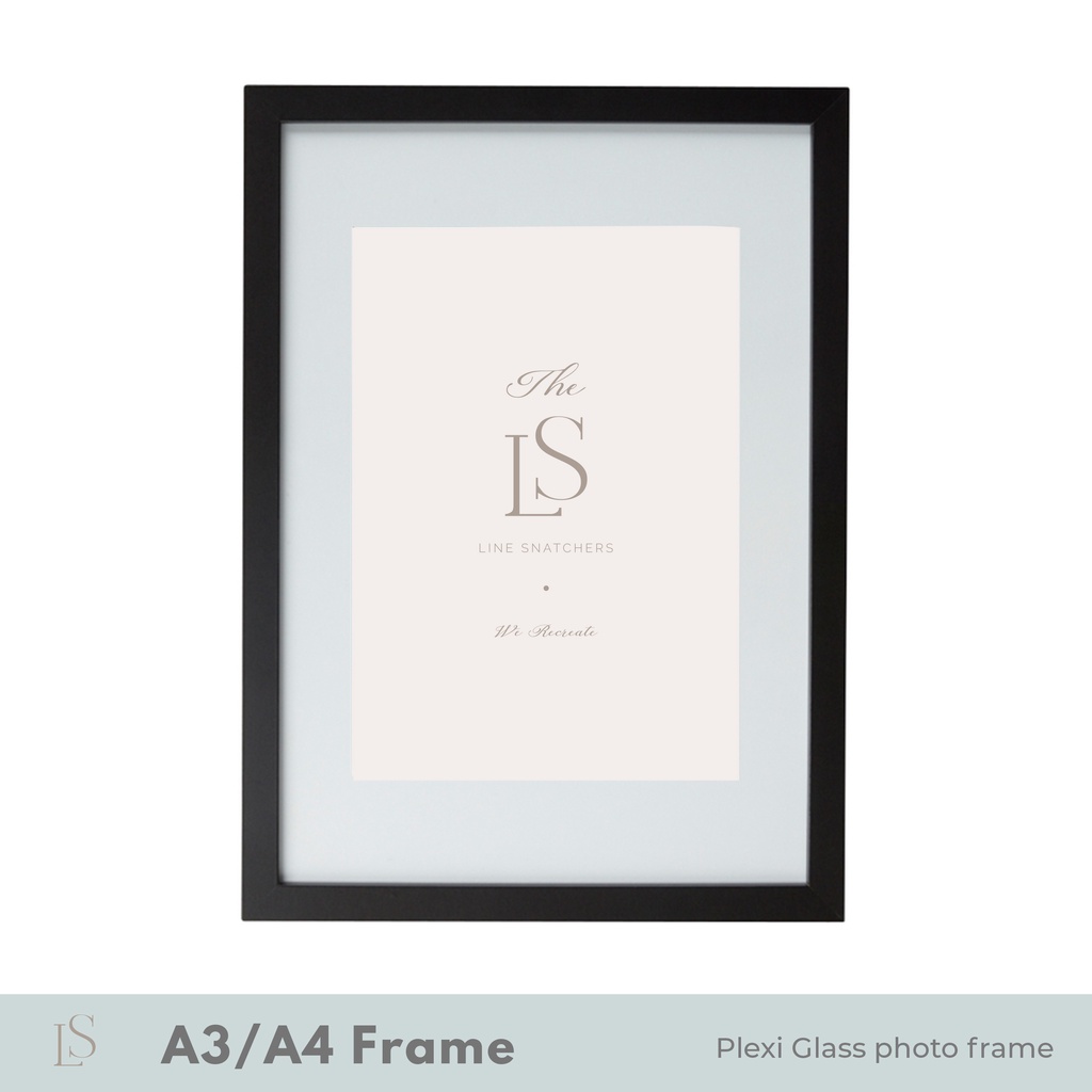 A4 & A3 Frame Minimal Wooden/ Photo Inserts/ Papan Kertas - Black ...