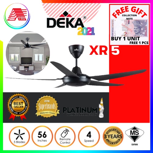 (Sirim) DEKA Fan XR5 XR10 Ceiling Fan 56" AC Motor Remote Control Kipas ...