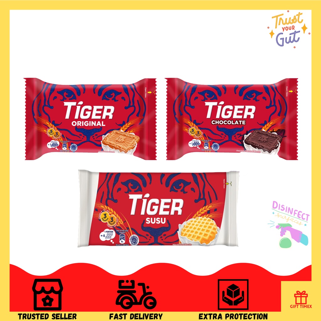 Tiger Midpack [159.6g-Original/ Chocolate & 175g-Susu] Tiger 饼干中包 [159 ...