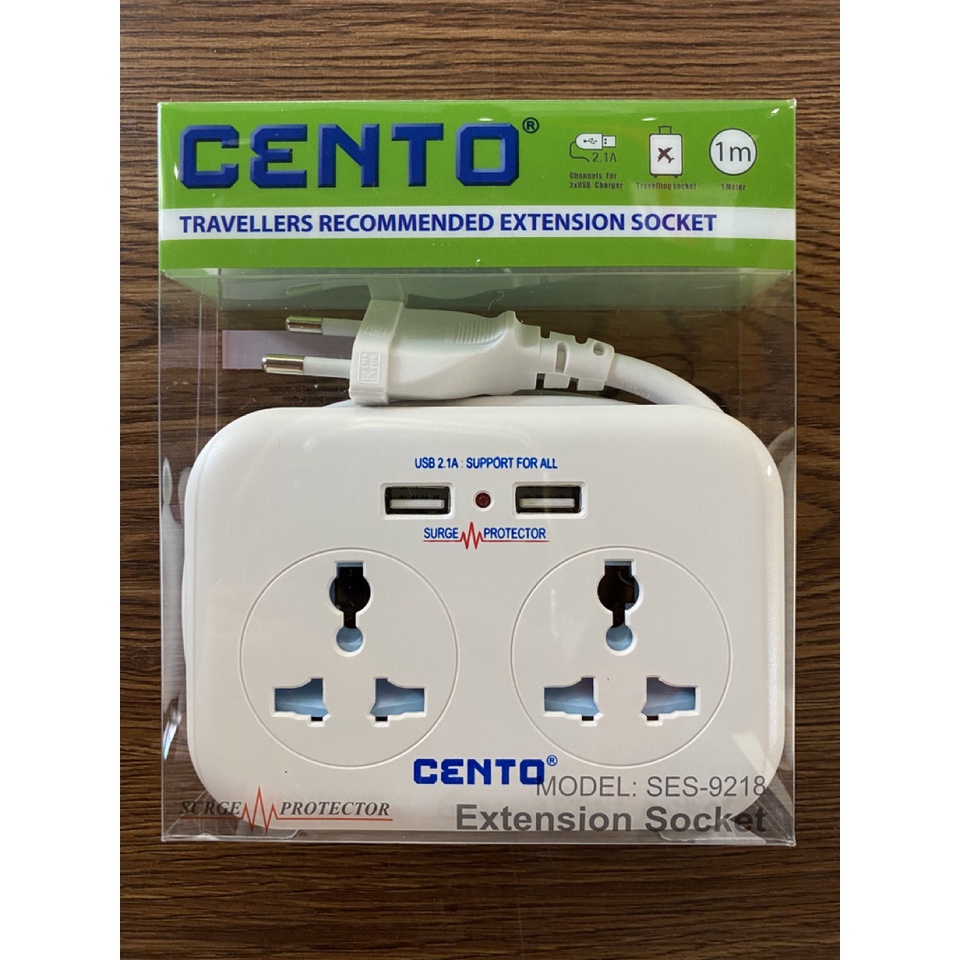 CENTO TRAVELER EXTENSION SOCKET 1 METER WITH DUAL USB PORT 2.1A (SES ...