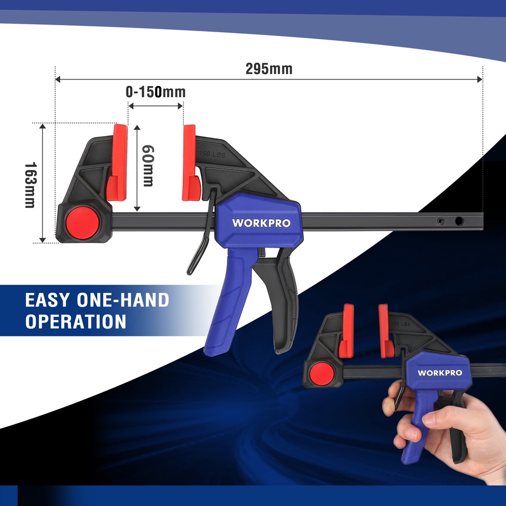 Workpro 2 Pieces Workpiece Clamp 6 "F Hand Clamp Heavy Duty F-Clamp Hand Tools for holding ...