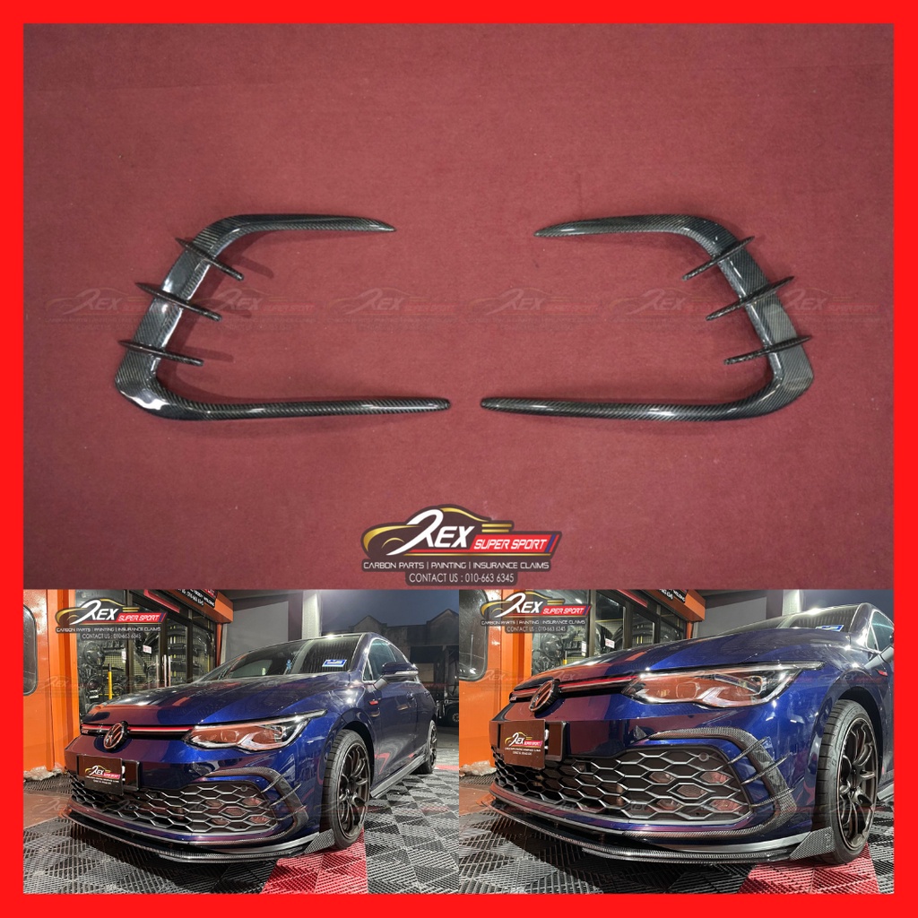 VW Volkswagen Golf Mk8 GTI R-Line Front Canard Real Forged / Carbon ...