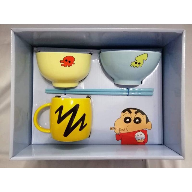 Ready stock!iiiCrayon shin chan ceramic set 蜡笔小新同款 陶瓷餐具4pcs | Shopee ...