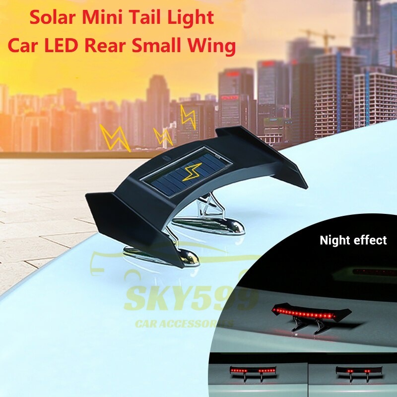 Solar Mini Tail Light for Car LED Rear Small Wing Car Modified Racing ...