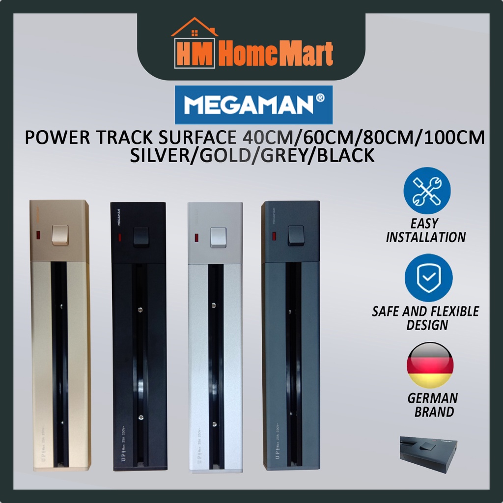 MEGAMAN Power Track Surface 40cm 60cm 80cm 100cm (Black/Grey/Gold ...