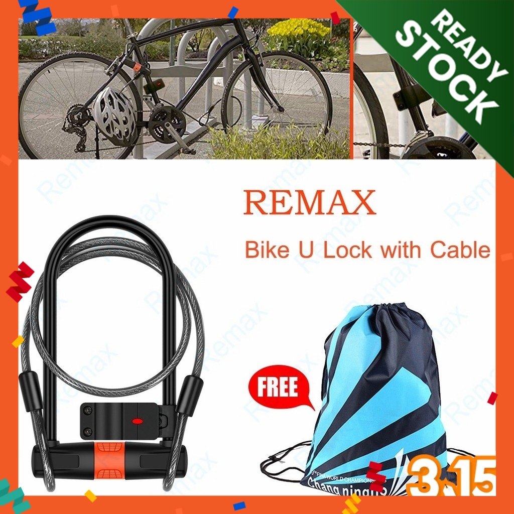 Bike Lock U-shaped with Cable Anti-theft Kunci Keselamatan Basikal ...