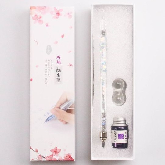 Glass pen set with box dip pen star color ink painting pen set student ...