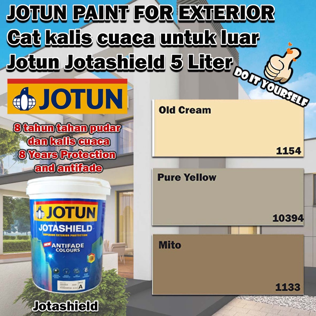 Jotun Jotashield Paint 5 Liter Old Cream 1154 / Pure Yellow 10394 ...
