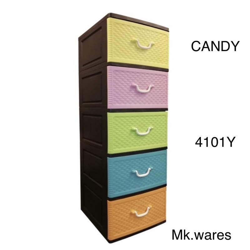Plastic Drawer Cabinet 5Tier_Fully Sealed Side_Almari Baju 5 Tingkat ...