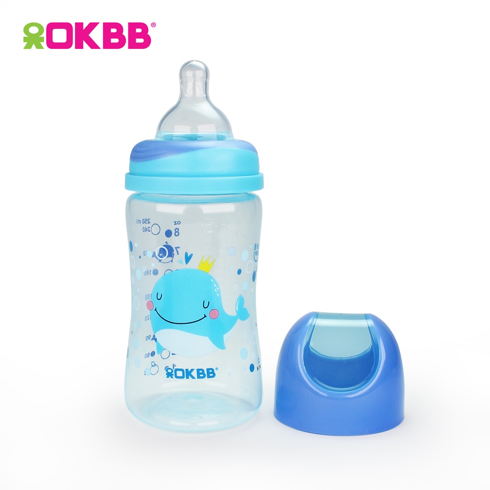 OKBB Baby Feeding Bottle With Wide Neck Teats Feeding Essentials 8 Oz ...