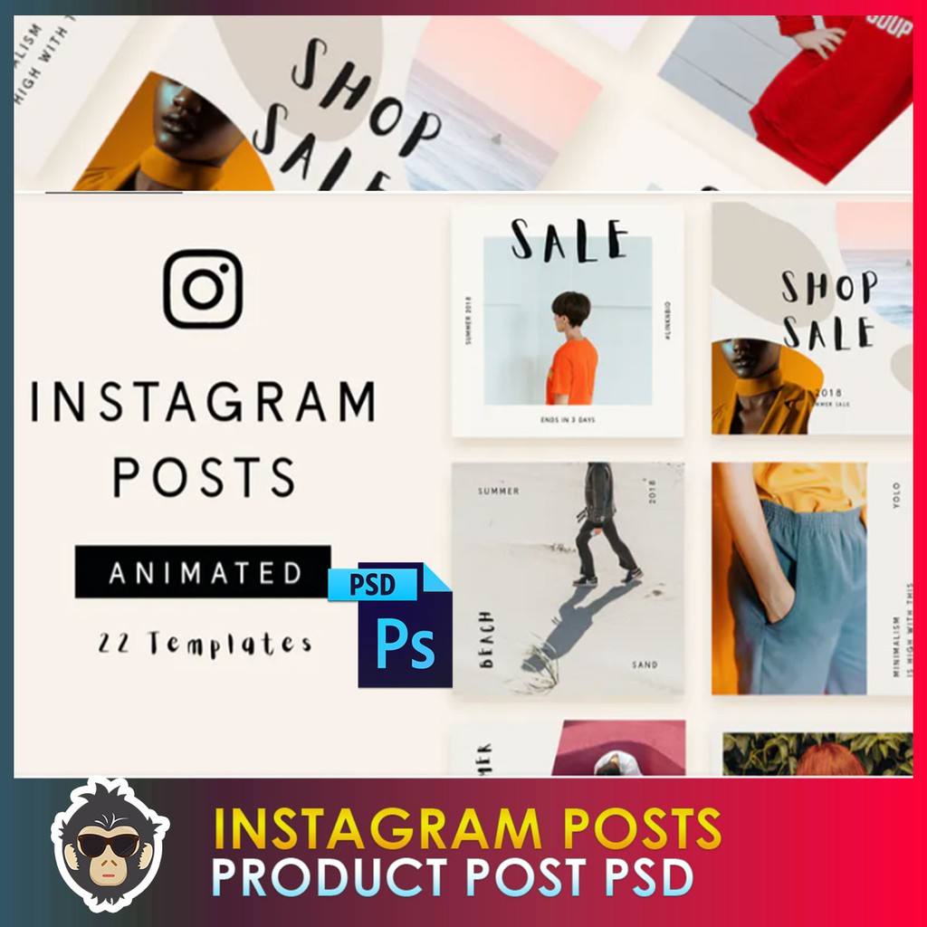 22 Animated Instagram Post Templates Minimalist PSD Editable | Shopee ...