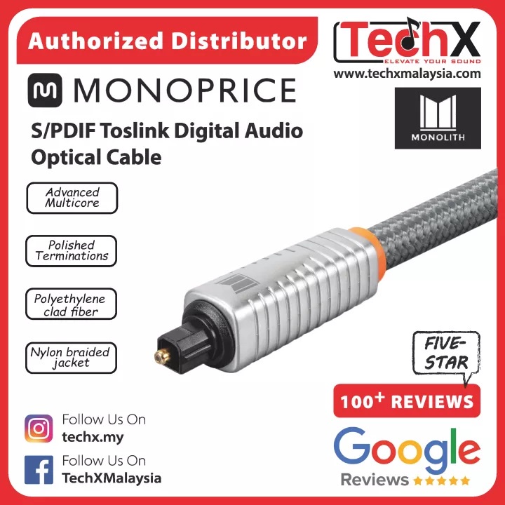 Monolith S/PDIF Toslink Optical Cable with Nylon Braided Jacket | Shopee Malaysia