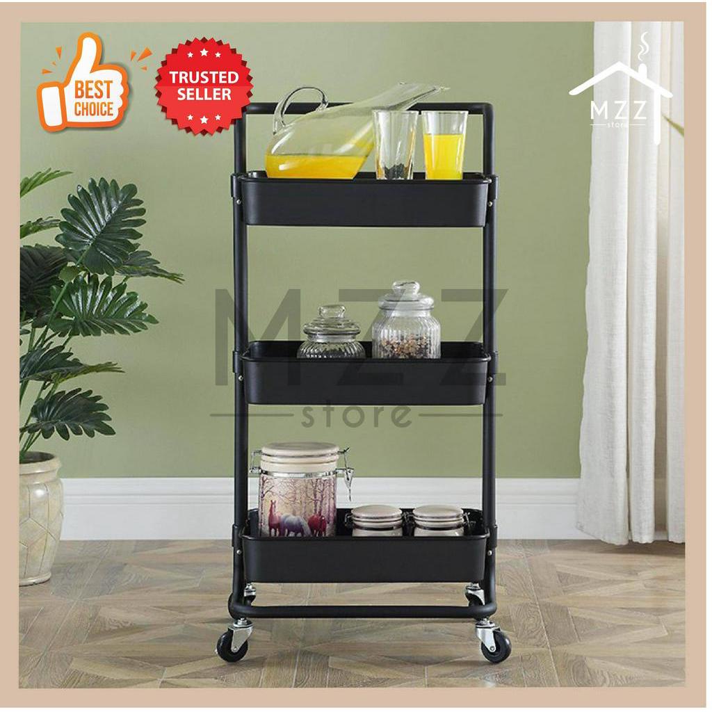 3 Tingkat Troli Rak Besi Simpanan Pelbagai Guna Ada Pemegang | 3 Tier ...