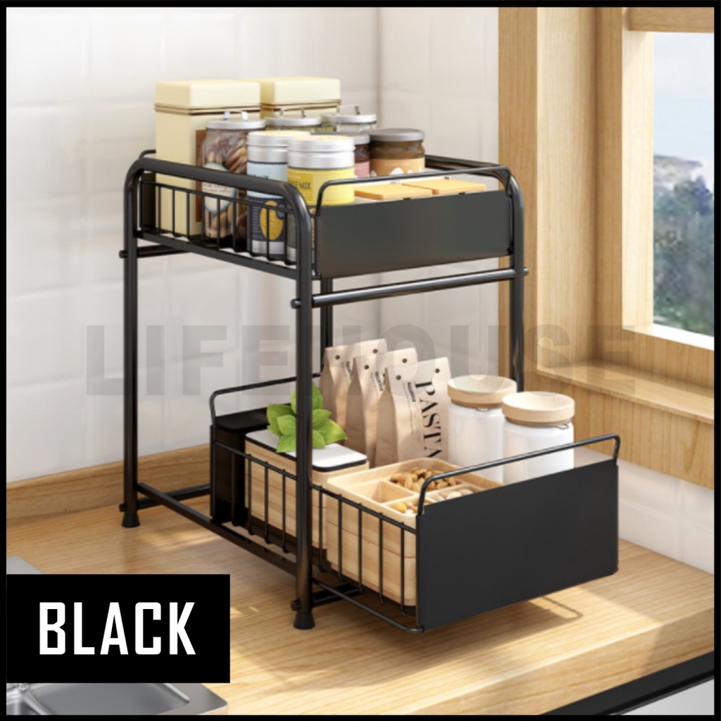 Multipurpose Sliding Kitchen Cabinet Under Sink Storage Rack Spice Rak ...