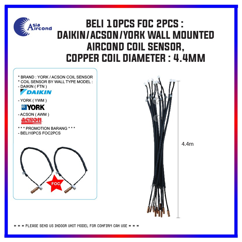 BELI 10PCS FOC 2PCS : DAIKIN/ACSON/YORK WALL MOUNTED AIRCOND COIL ...