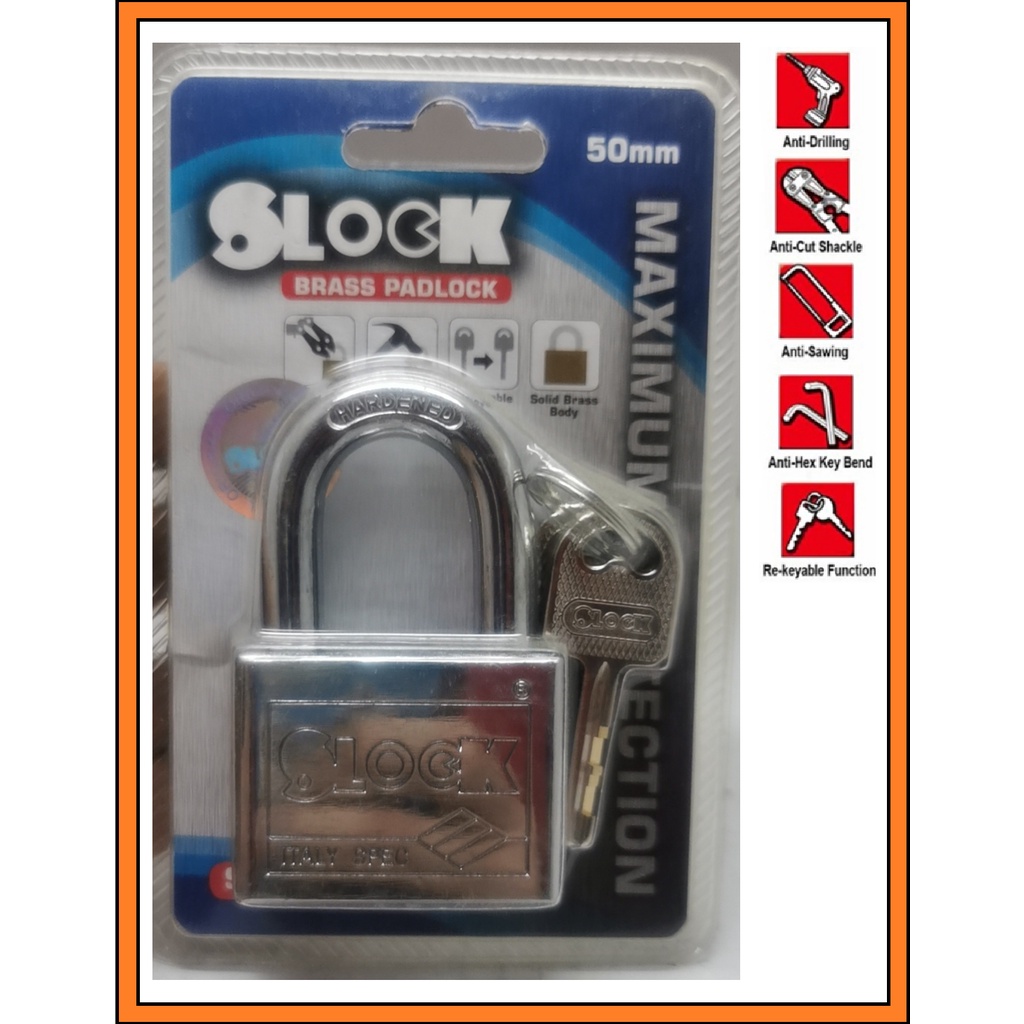 YLK SLOCK BRASS PADLOCK /Heavy Duty Pad Lock 50mm Padlock (1/2/3/4/5Pcs ...