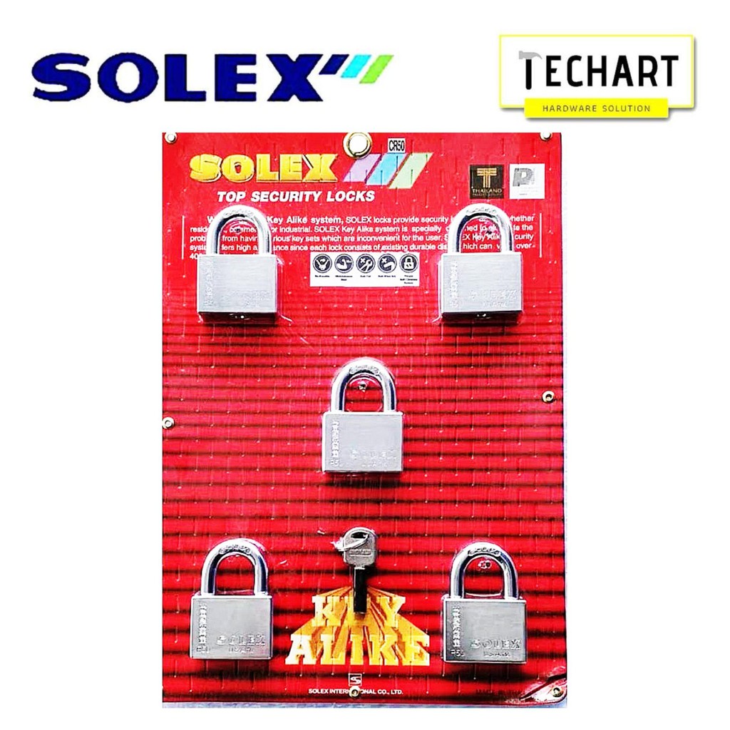 Solex 5 in 1 CR50-05 Key Alike System Top Security Padlock 50mm (5 Pcs ...