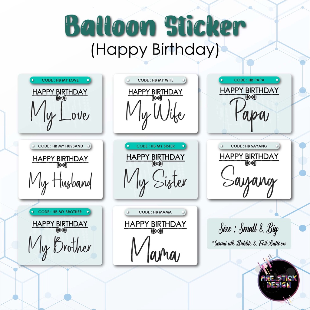 🎈Balloon Sticker/Sticker Belon Budget 🎁[Happy Birthday][Code: HB001🎀 ...
