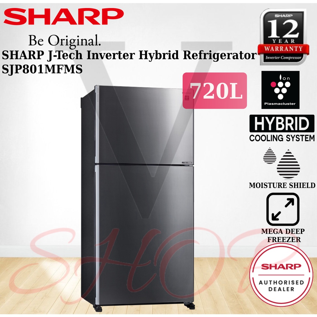 SHARP 720L J-TECH INVERTER PELICAN REFRIGERATOR [TEMPERED GLASS DOOR ...