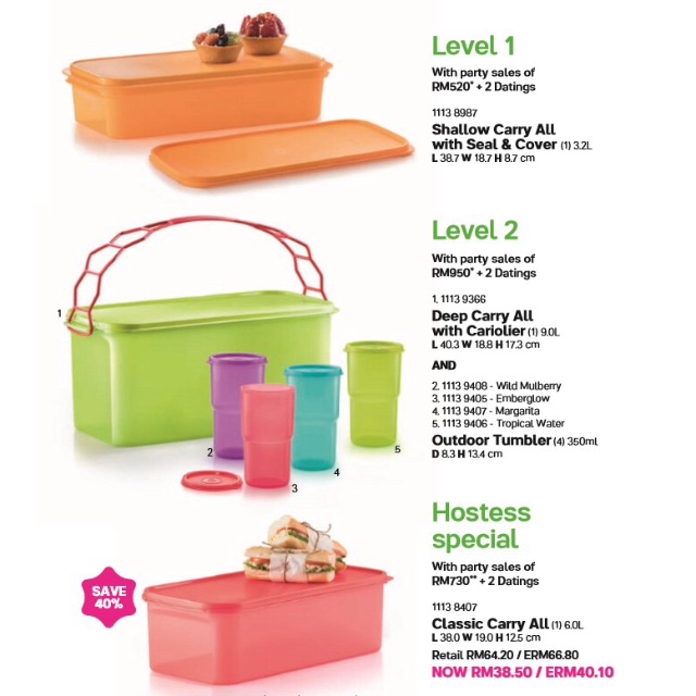 Tupperware Full Set Level Classic Carry All | Shopee Malaysia