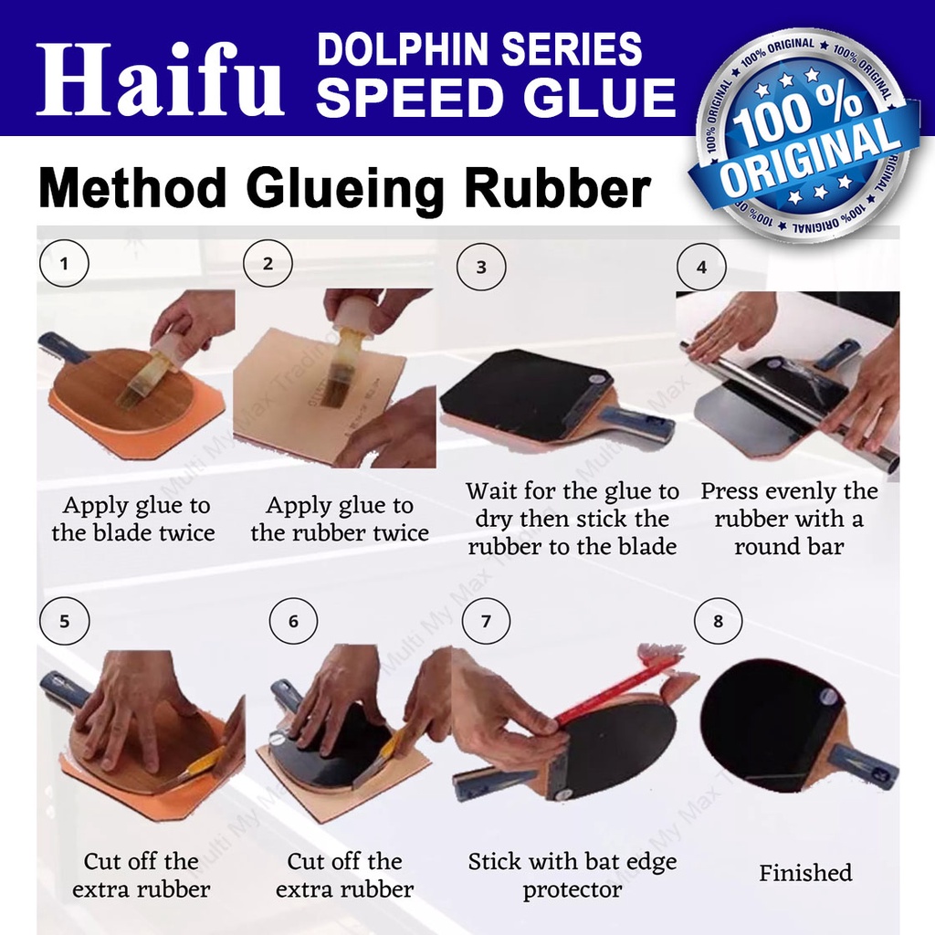 [100% ORIGINAL] HAIFU Dolphin Ping Pong Rubber Speed Glue 250ML Table ...