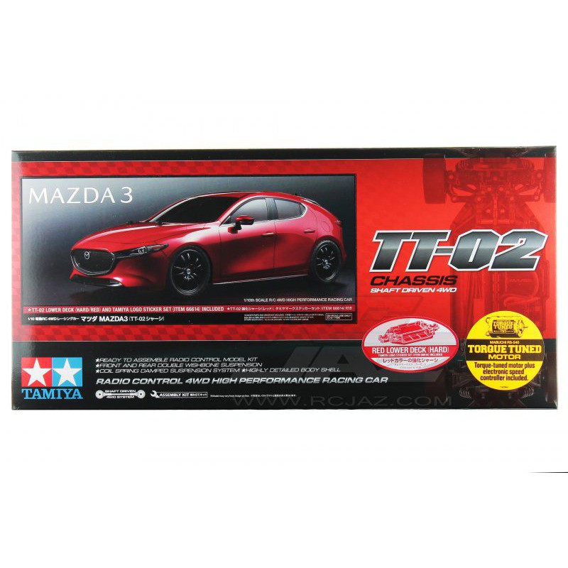 Tamiya 58671 1/10 TT02 Mazda 3 4WD Shaft Drive Onroad EP Car Kit w/ ESC ...