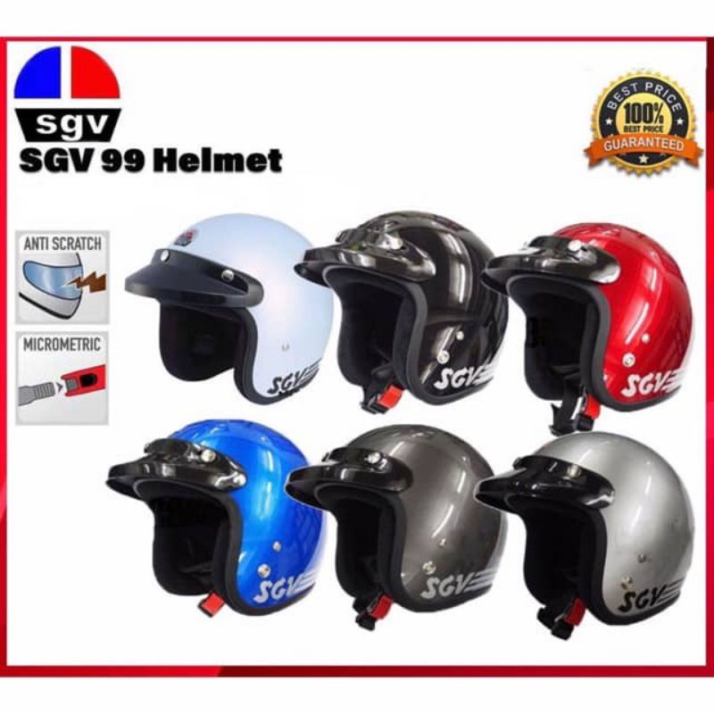 SGV99 HELMET (100%ORIGINAL) FULL FACE CLIPS TYPE WITH CAP/SGV 99 HELMET ...
