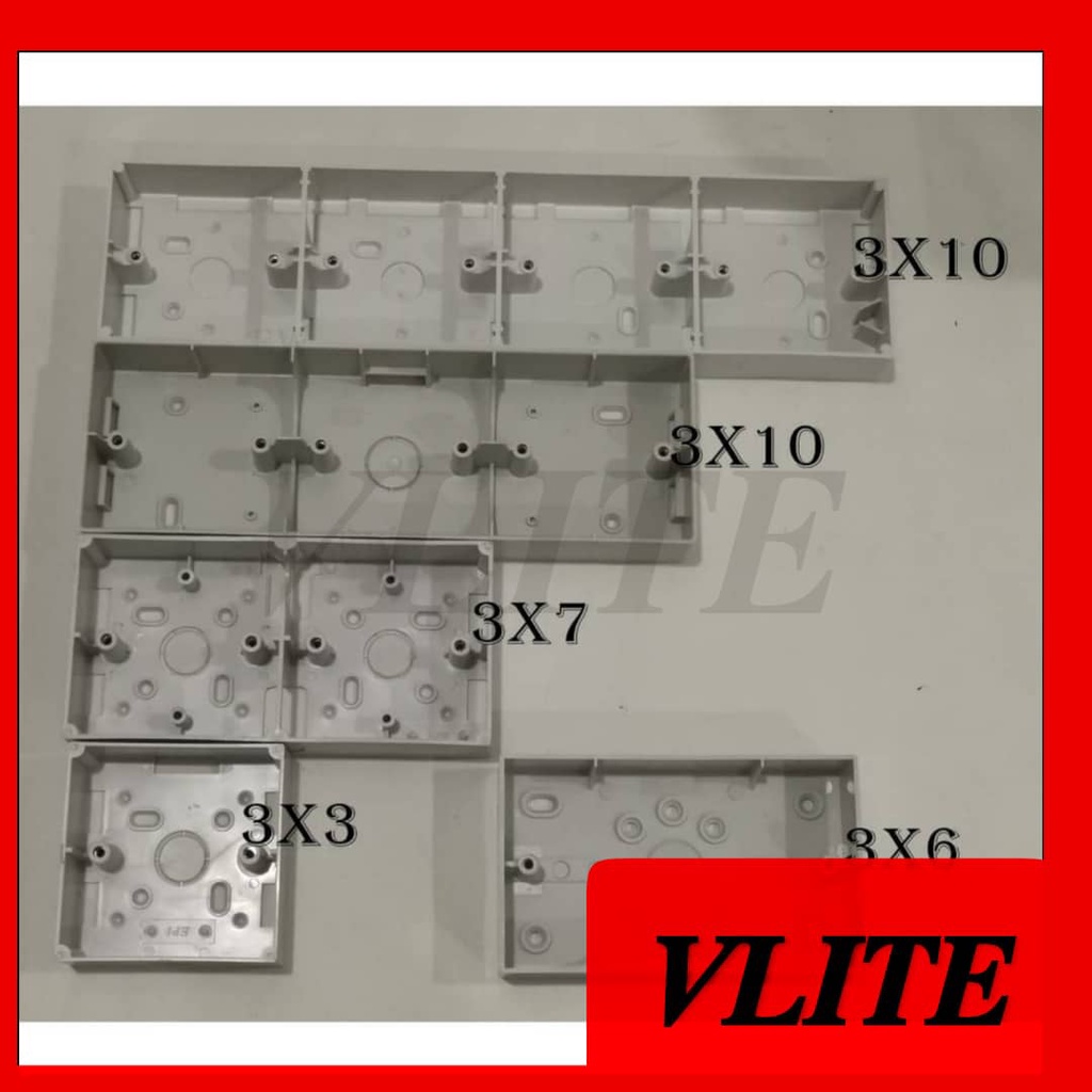 VLITE PVC Box Surface Type Nut Box/ Electrical Box/ Base 3x3 / 3x7 ...