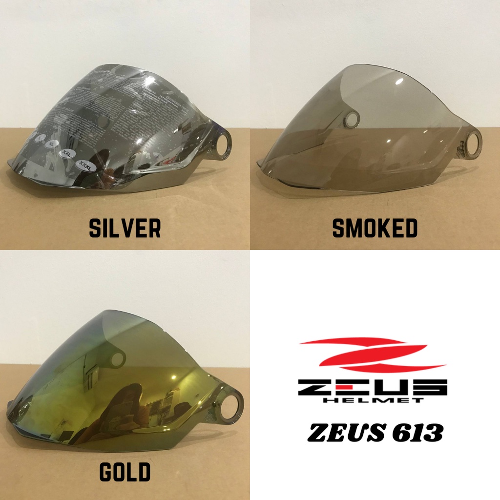 Motorcyclesmall ZEUS 613 Helmet Visor Silver/Smoke/Gold Visor | Shopee ...