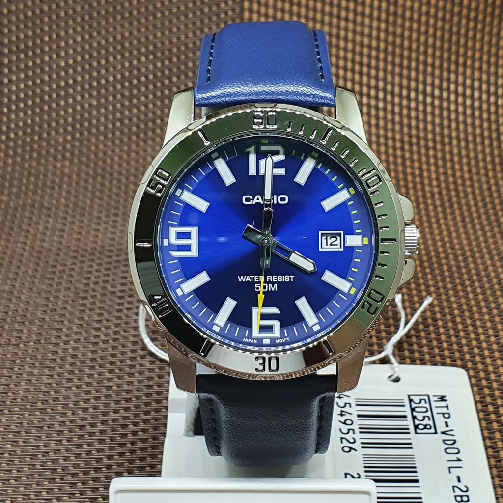 Casio MTP-VD01L-2B Analog Quartz Blue Dial Blue Leather Men's Dress Watch | Shopee Malaysia