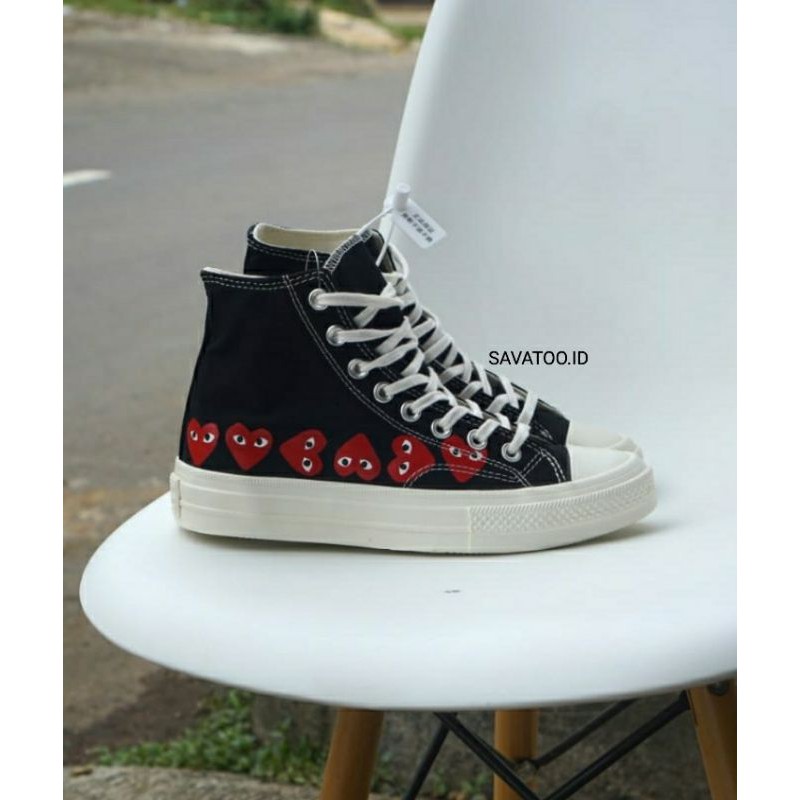 Converse Play CDG High Shoes (Black White) | Shopee Malaysia
