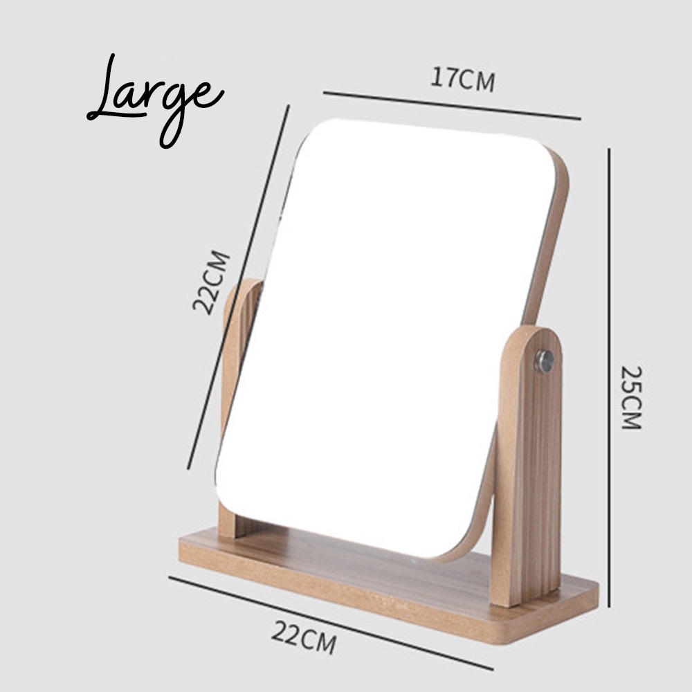 DC 360 Degree Rotating Face Mirror Minimalist Wooden Table Portable ...