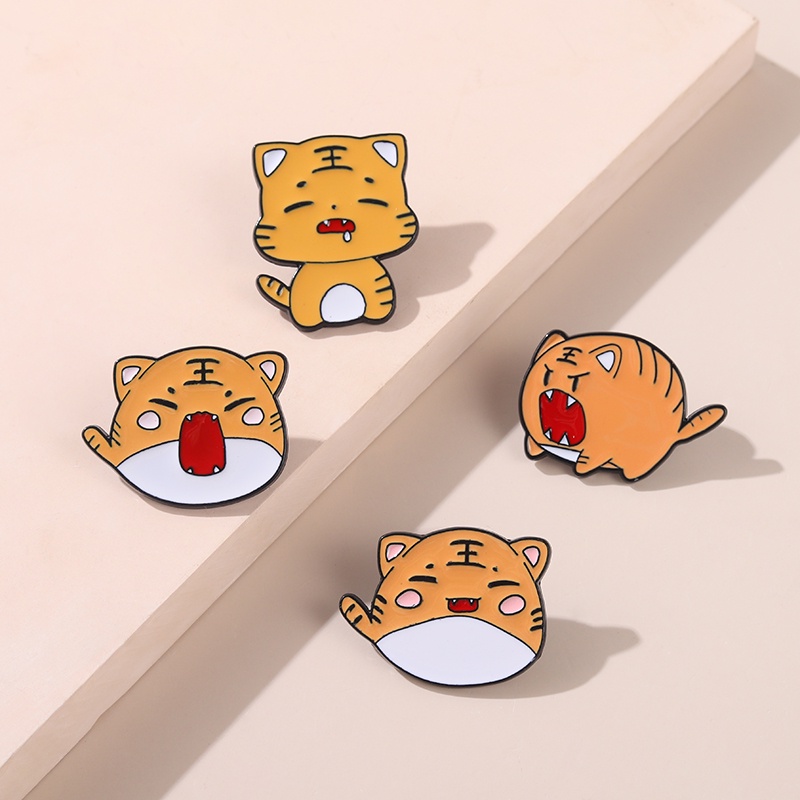 Animal Cartoon Cute Tiger Enamel Lapel Pins Kawaii Little Tiger Badge ...