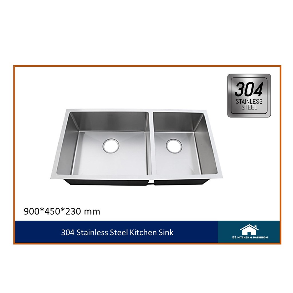 304 Stainless Steel Handmade Kitchen Sink (Double) | Shopee Malaysia