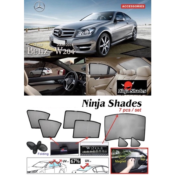 Mercedes Benz w204 foldable ninja window door sun shade shades sunshade ...