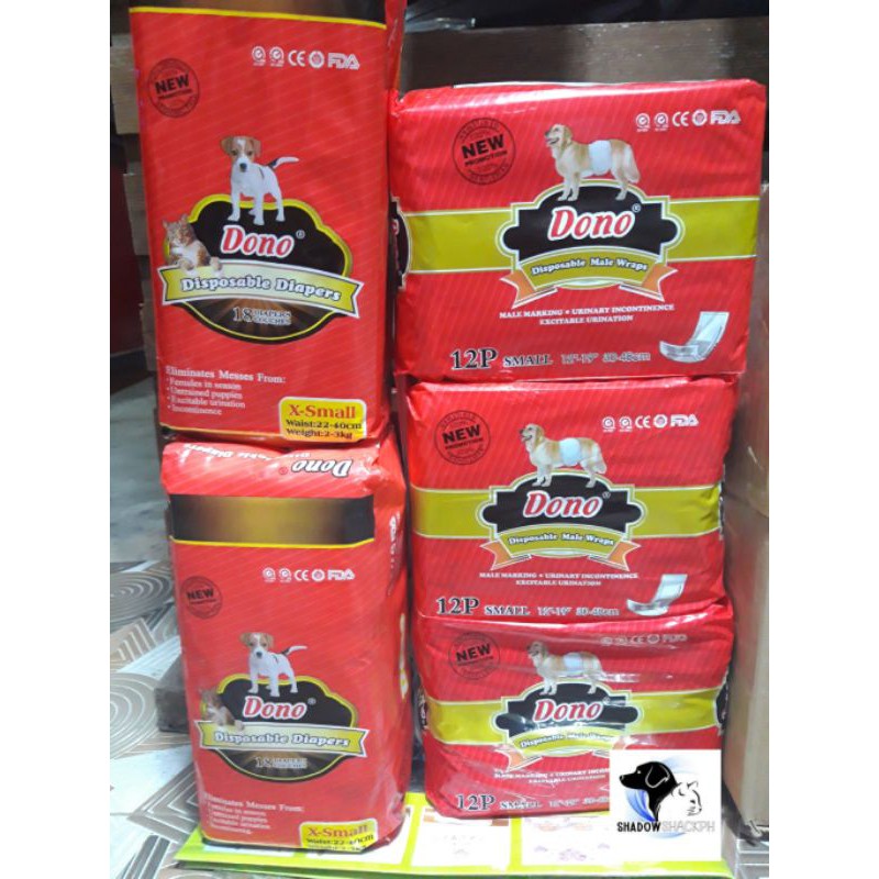 DONO DISPOSABLE DIAPER for Male and Female Cats and Dogs (Per Pack ...