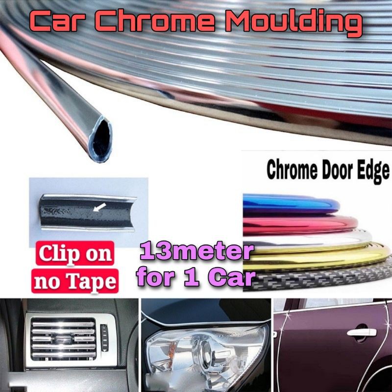 13 METER CHROME LINING Car Chrome Moulding Trim Strip Door protector ...