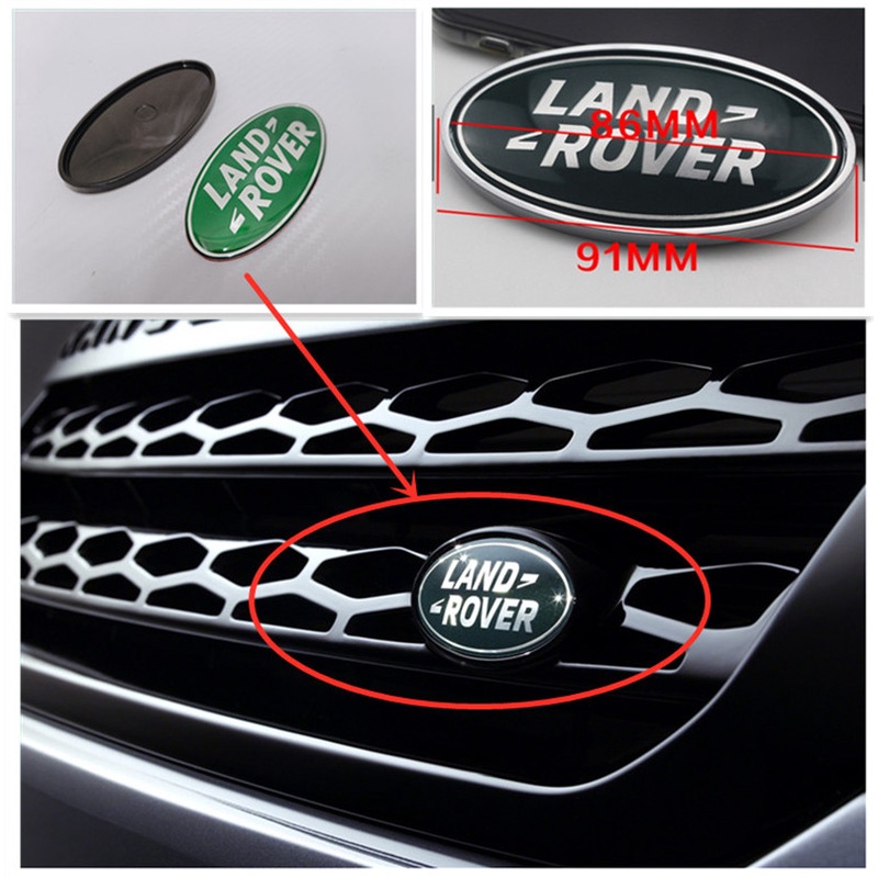 3D Land Rover Emblem logo badge with base BLACK (Silver/Green) 47 mm X ...