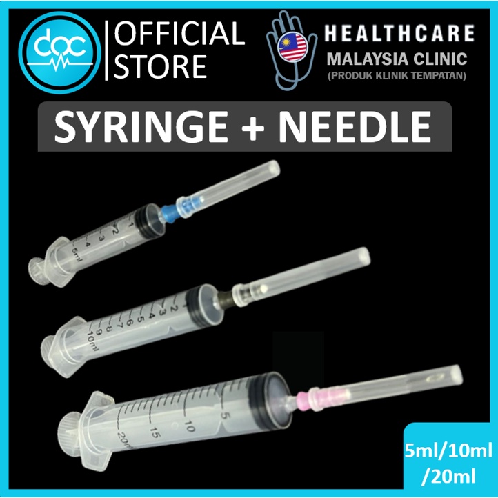 Disposable Sterile SYRINGE with Needle 5ML/10ML/20ML LUER SLIP needles ink injector JARUM ...